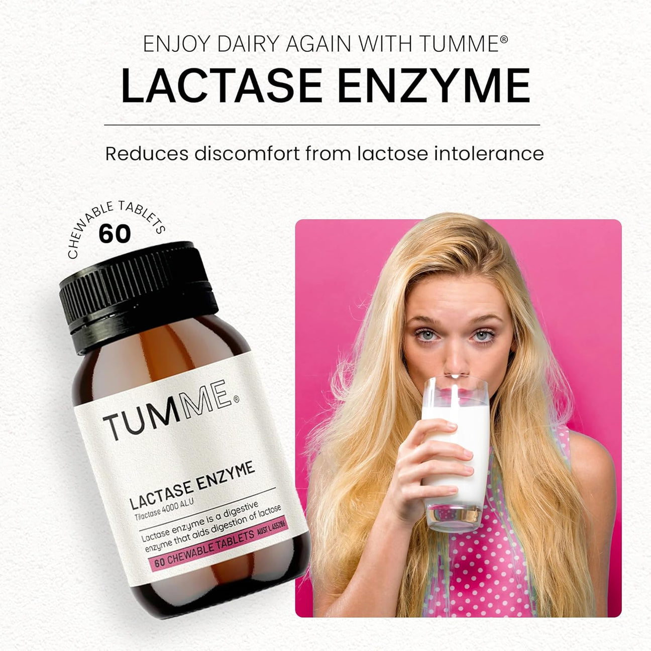 Buy TUMME Lactase Enzyme 60 Tablets | Lactose Digestion Pills
